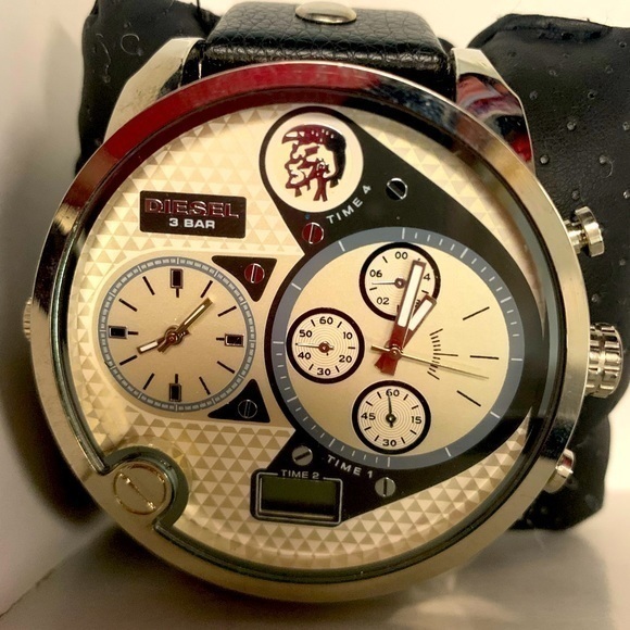 Diesel | Accessories | Diesel 3 Bar Big Face Watch With Black Band ...